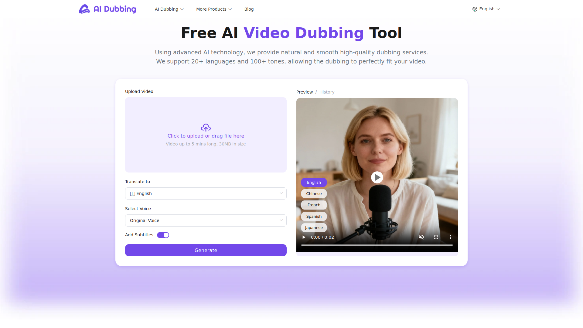 AI Dubbing: Free Online Video Dubbing Tool | ShowMeBest.ai