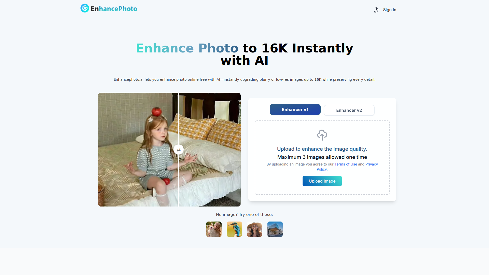 EnhancePhoto AI: Free 16K Photo Enhancer | ShowMeBest.ai