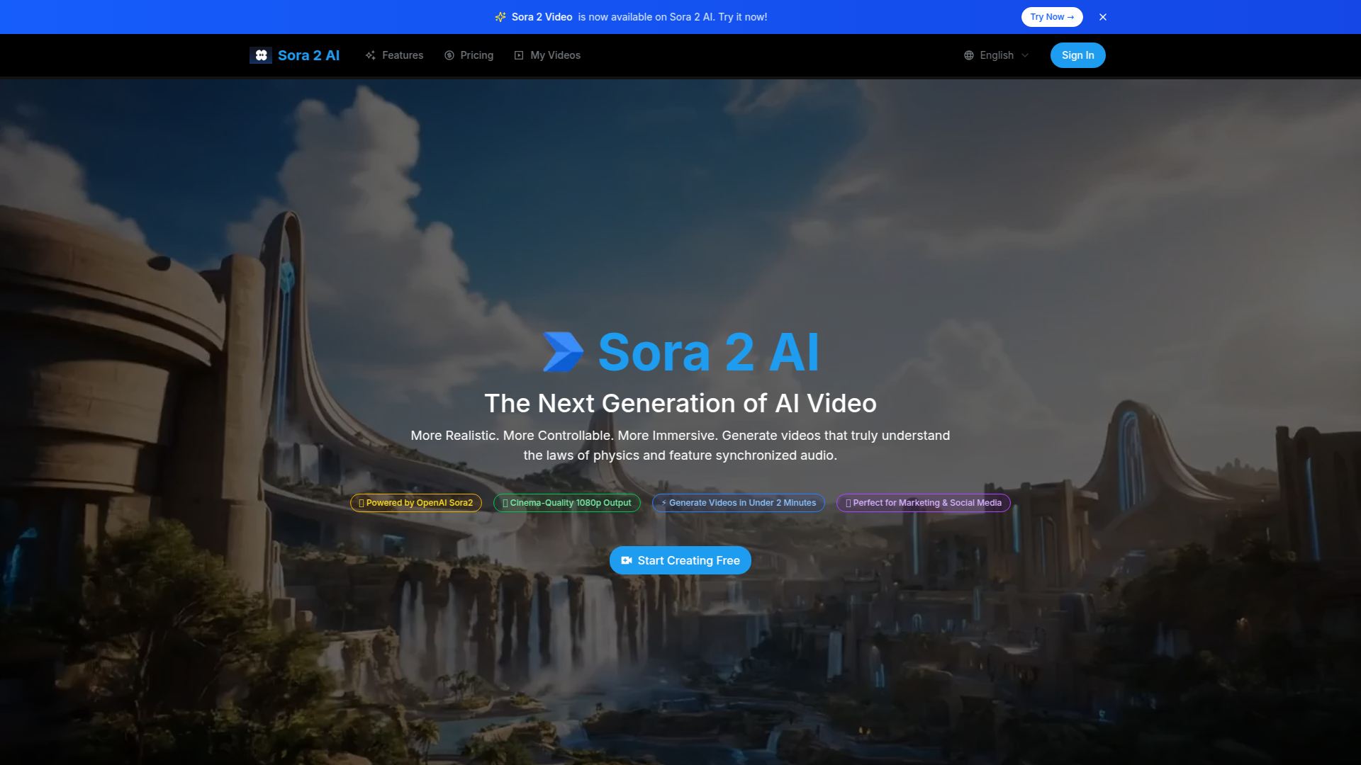 Sora 2: AI Video Generator with Physics Simulation | ShowMeBest.ai